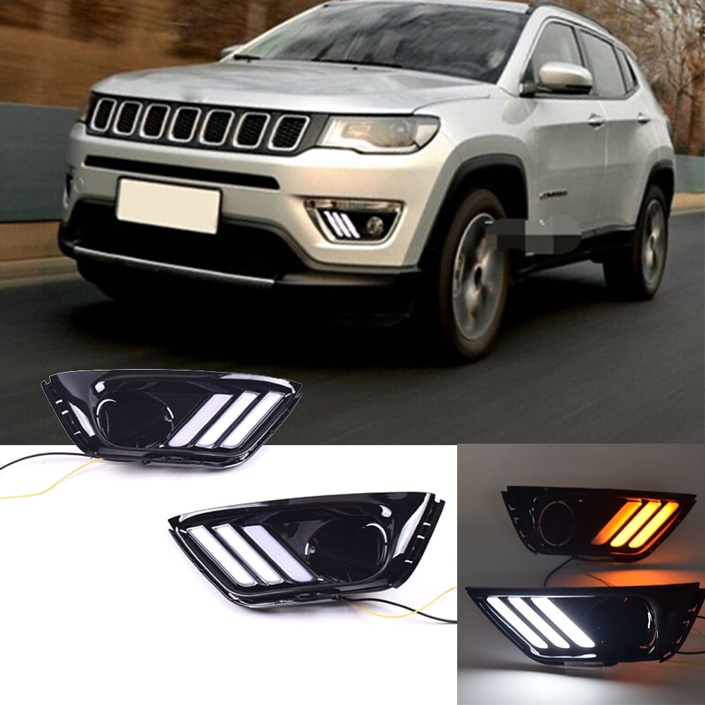 ZS Fit For Jeep Compass 2017 -2021 Front LED DRL Daytime Running Light ...