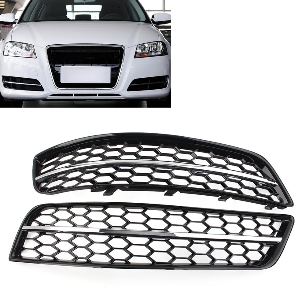 ZS Front Bumper Honeycomb Mesh Fog Light Grille Cover Chrome for Audi ...