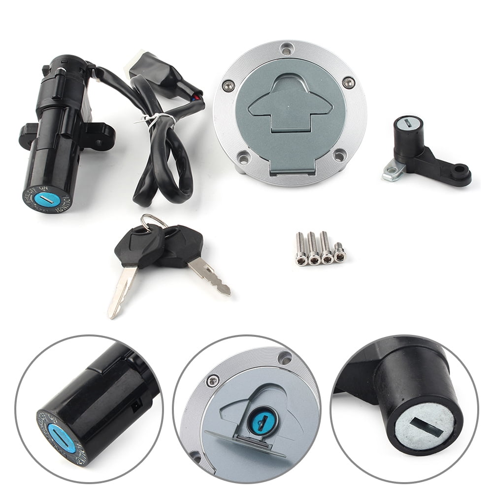 ZS Motorbike Ignition Switch Fuel Gas Cap Seat Lock Key Set For Yamaha ...