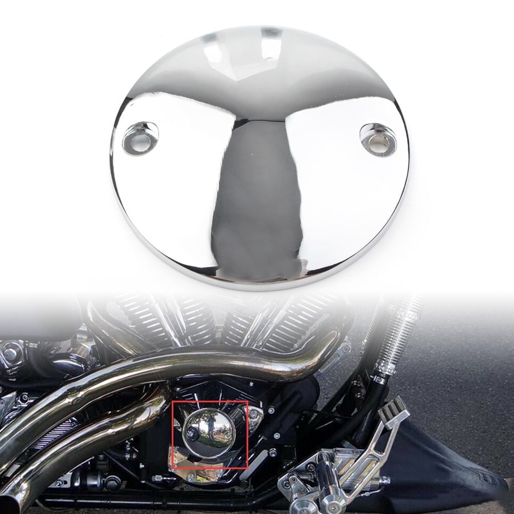 ZS Motorcycle Chrome Ignition Timing Points Cover 2 Hole for Harley Big ...