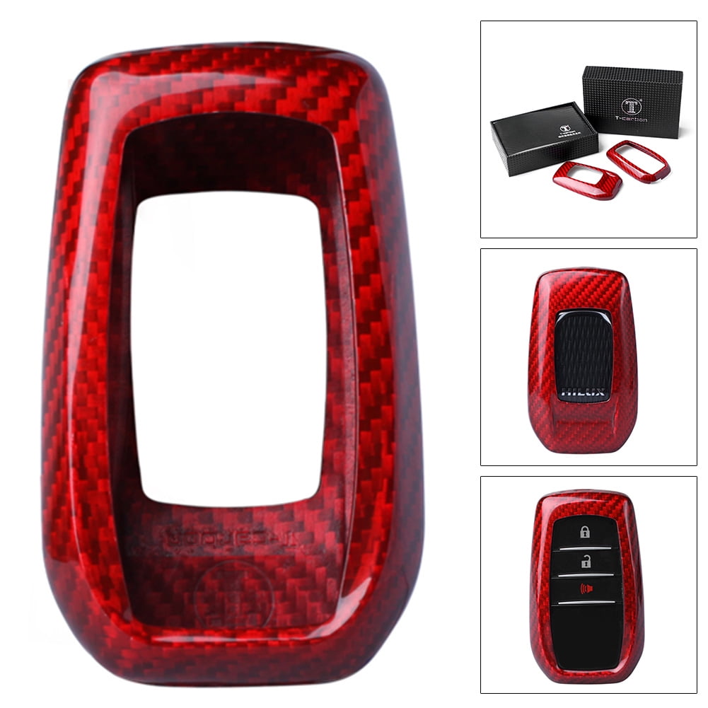 ZS Real Carbon Fiber Remote Key Cover Case Red Key Shell For Toyota ...