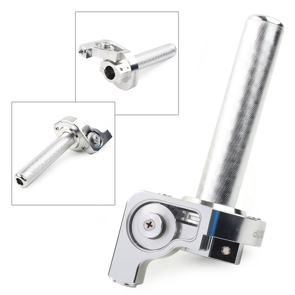 ZS Silver 7/8'' Motorbike Handlebar Aluminum Hand Grip Twist Throttle ...