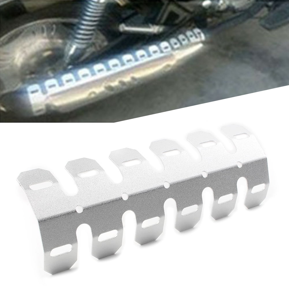 ZS Silver Motorbike Universal Exhaust Muffler Pipe Heat Shield Cover ...