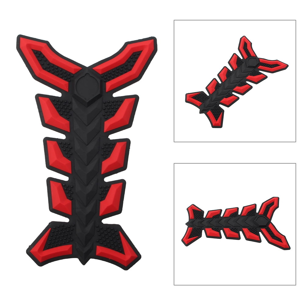 ZS Universal Motorcycle Rubber Gas Fuel Oil Tank Pad Fish Bone 3D Decal ...