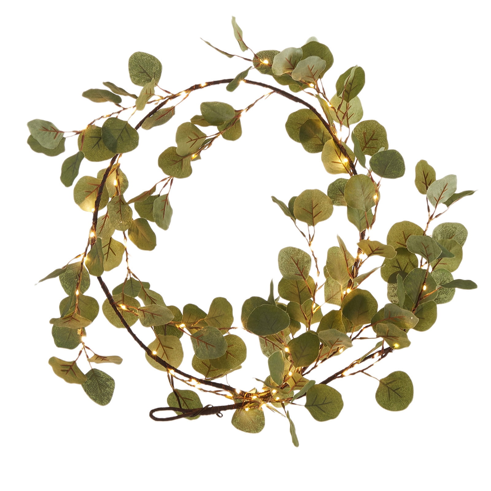 ZSBCMY 6FT Faux Magnolia Garland with 100 Warm White Lights, Battery ...