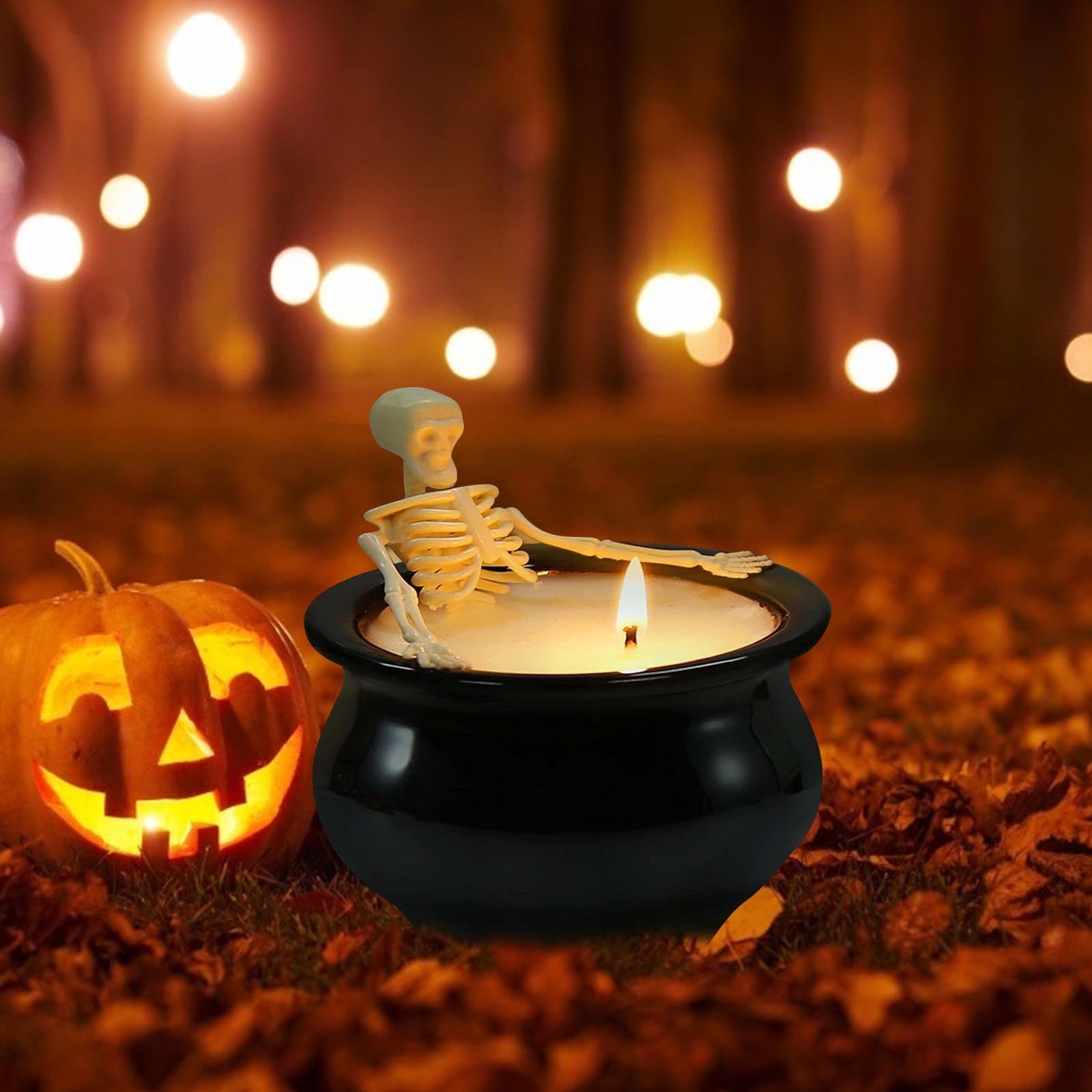 ZSBCMY Coffin Skeleton Candle Halloween Decorative Ornament, Creepy ...