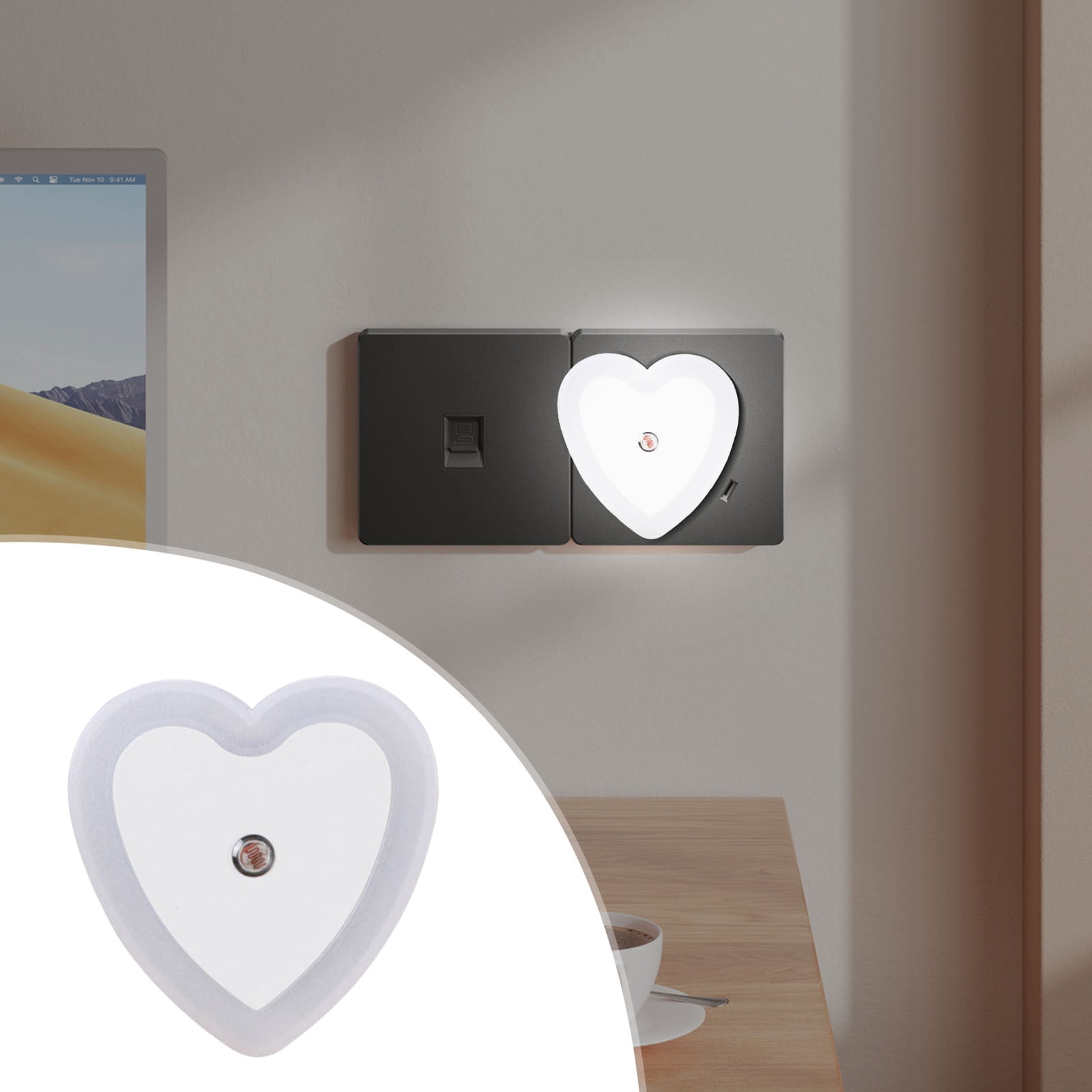 ZSBCMY Dimmable LED Night Light with Light Sensor, Auto On/Off, Warm ...