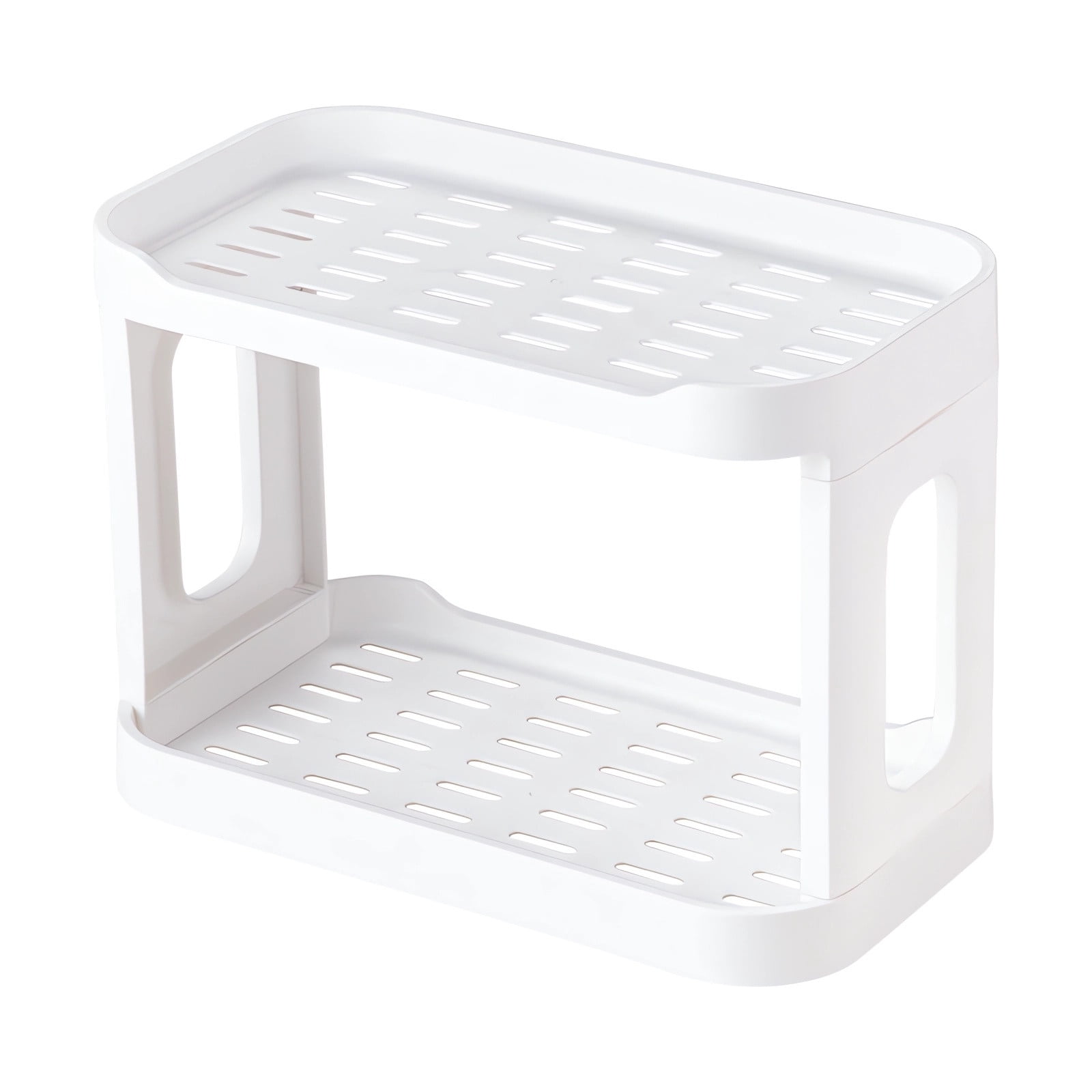 ZSBCMY Double Layer Desktop Storage Rack, White ABS Bathroom Storage ...