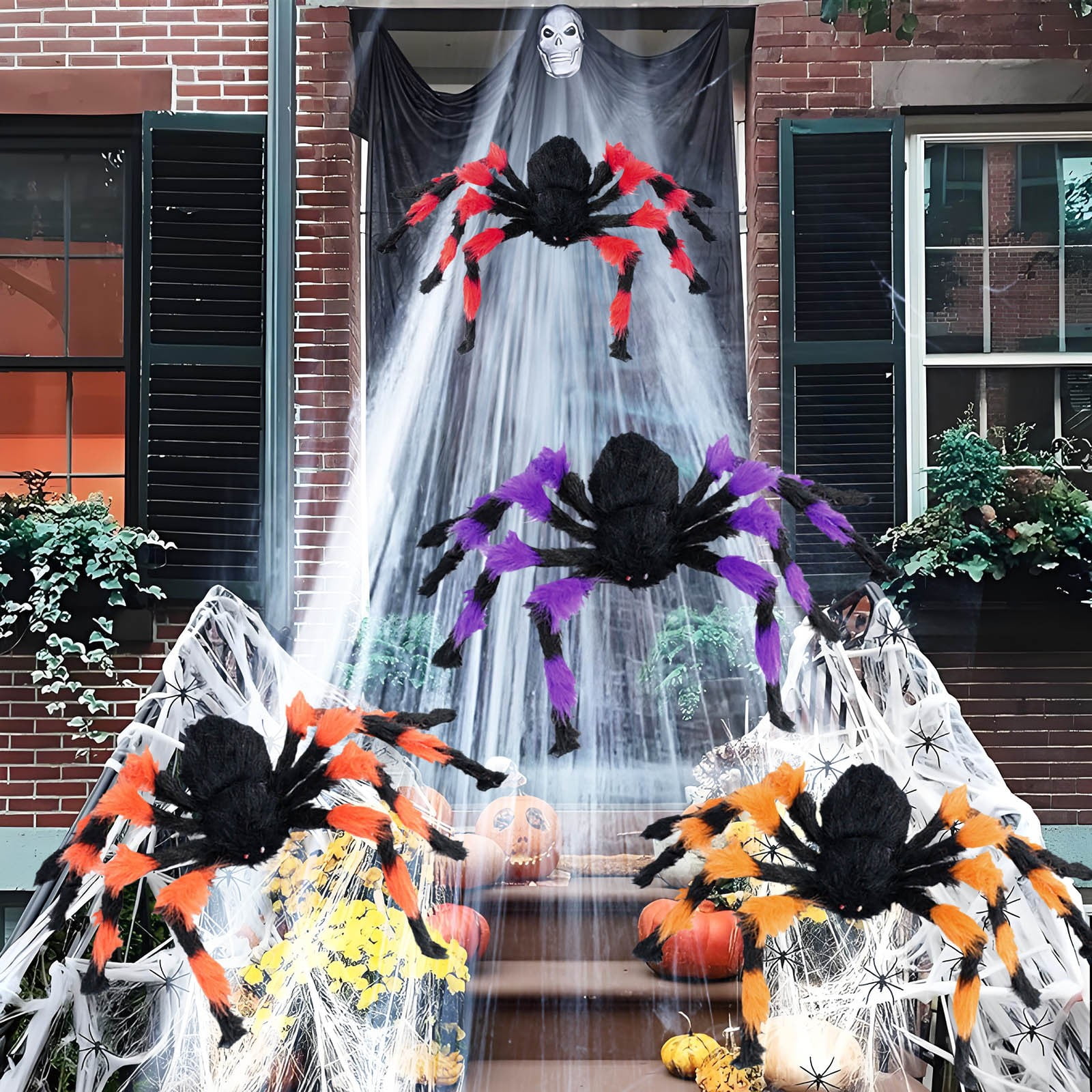 ZSBCMY Halloween Flower Spider Bar Decoration, Realistic Fake Spider ...