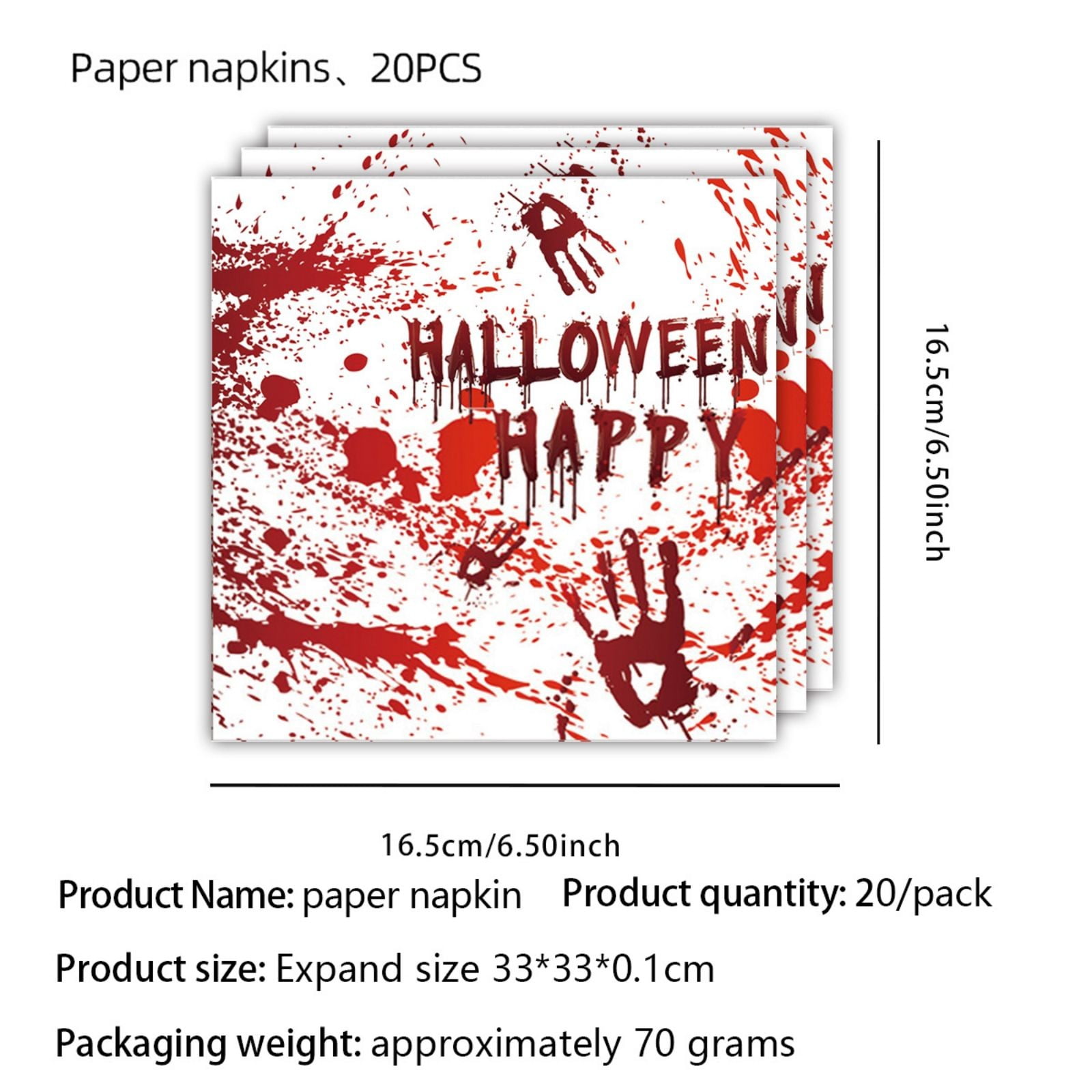ZSBCMY Halloween Horror Blood Handprint Party Decoration Set with Paper ...