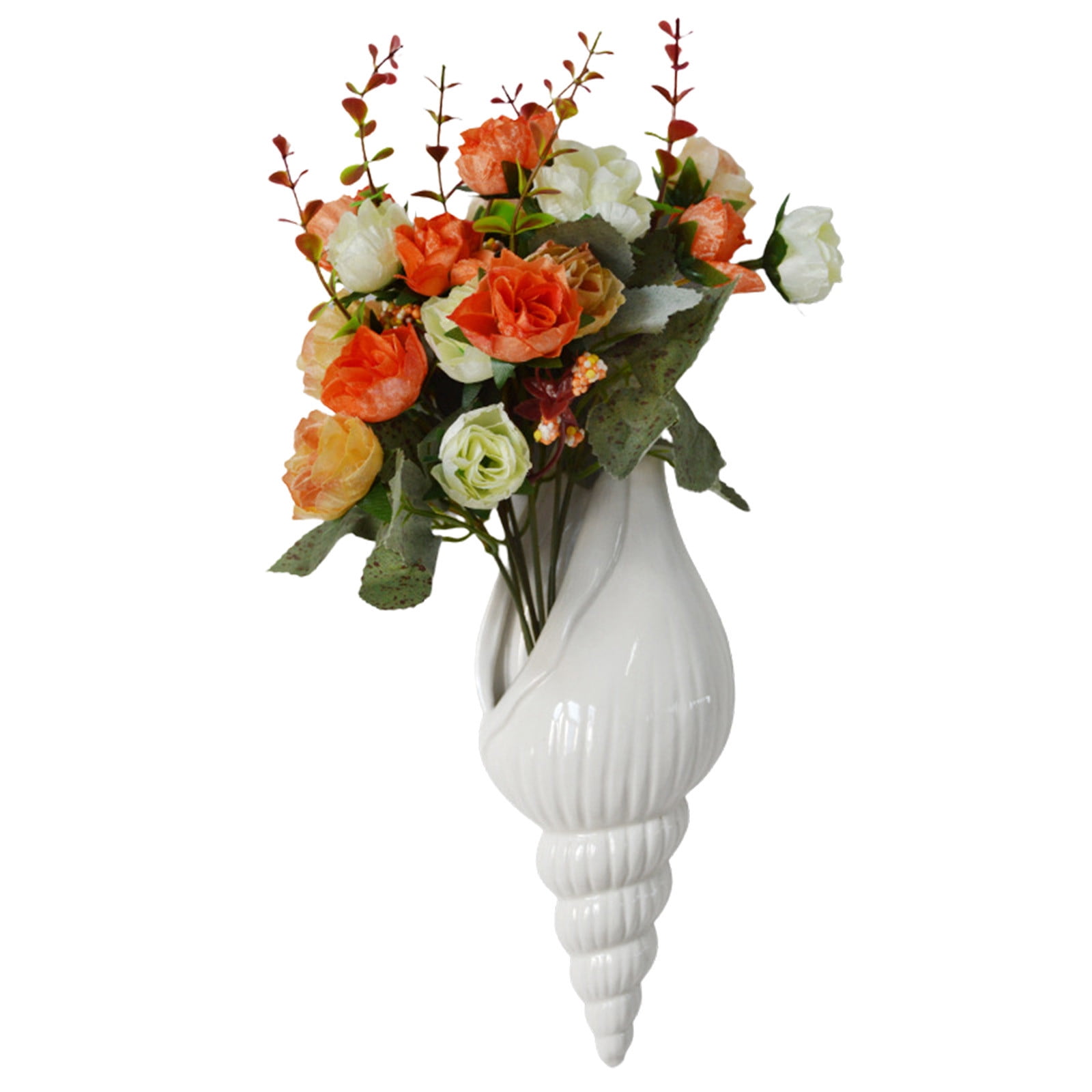 ZSBCMY Modern White Plastic Conch Vase, Wall Hanging Decoration for ...