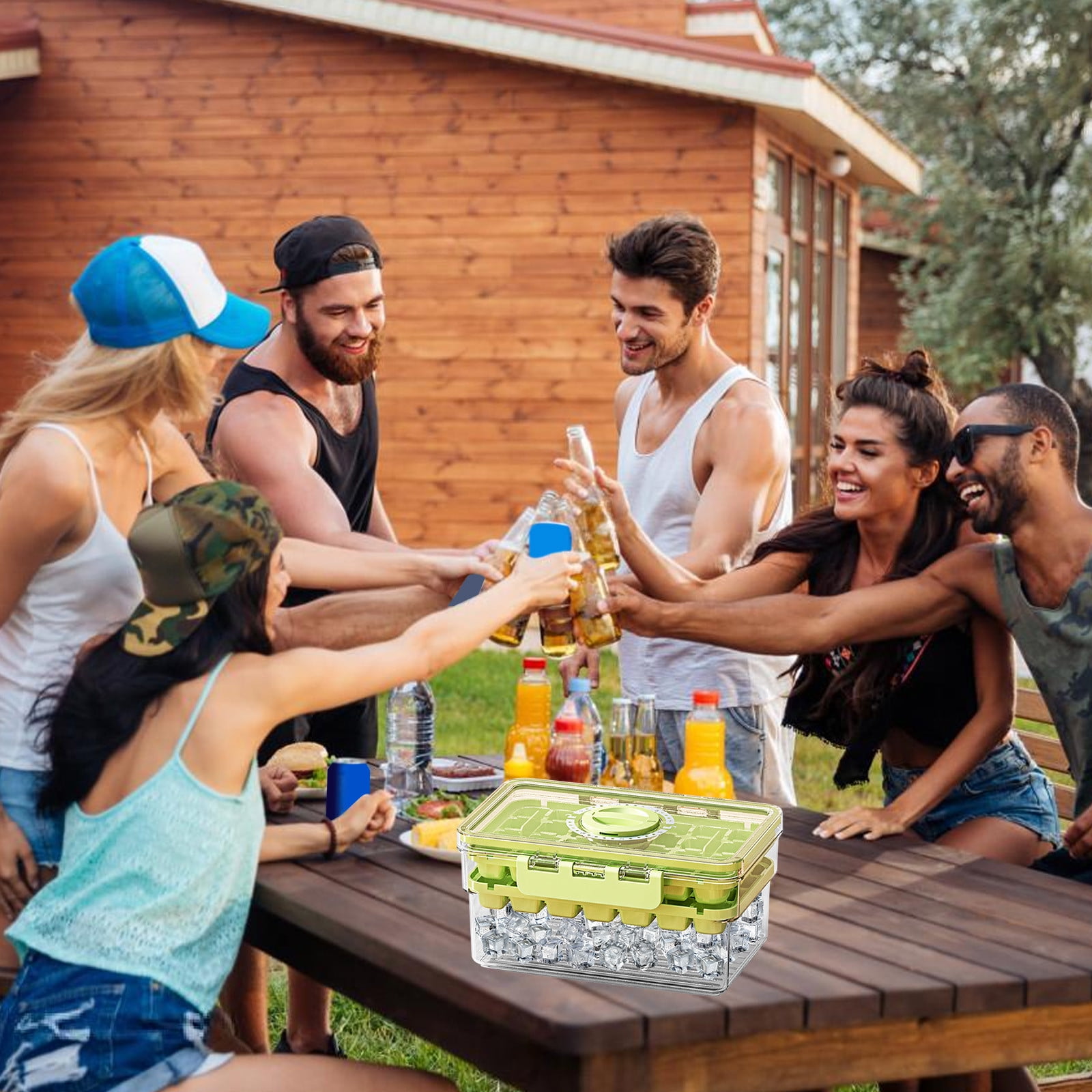 ZSBCMY Portable Ice Box with Compartment, Transparent Lid and Handle ...