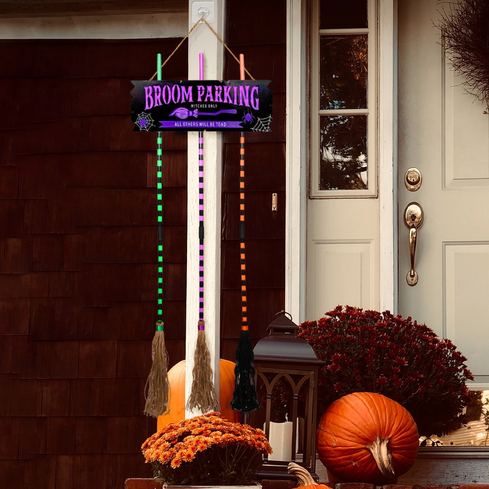 ZSBCMY Wooden Witch Parking Sign for Halloween Decoration, Scary and Funny Design with Brooms ...