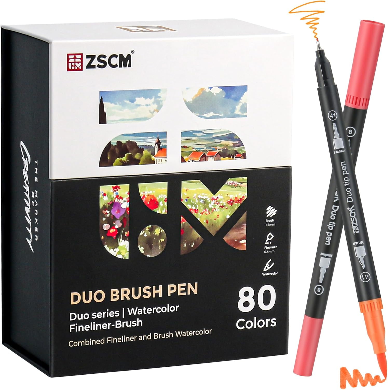 ZSCM 80 Colors Markers for Adult Coloring Books No Bleeding - Duo Tip ...