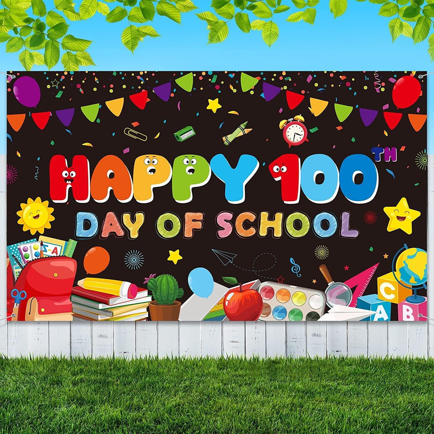 ZSD 100 Days of School Banner Backdrop Decorations & 100 Days of School ...