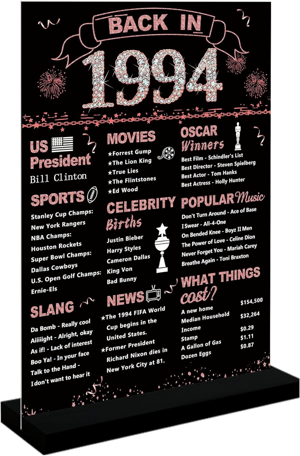 ZSD Rose Gold 30th Birthday Gift for Women, Large Back in 1994 Poster ...