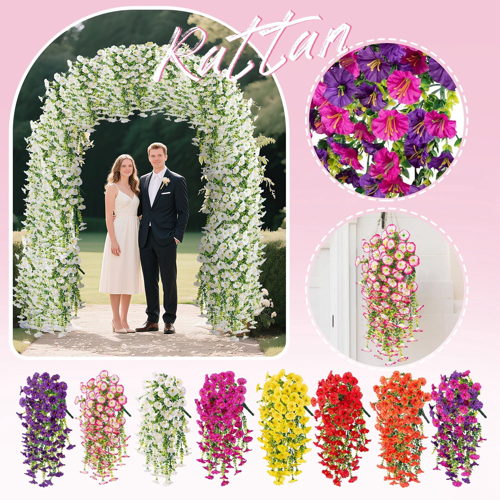 ZSDKJQEC 4 PCS Artificial Hanging Flowers Fake Plants Outdoor,Silk ...