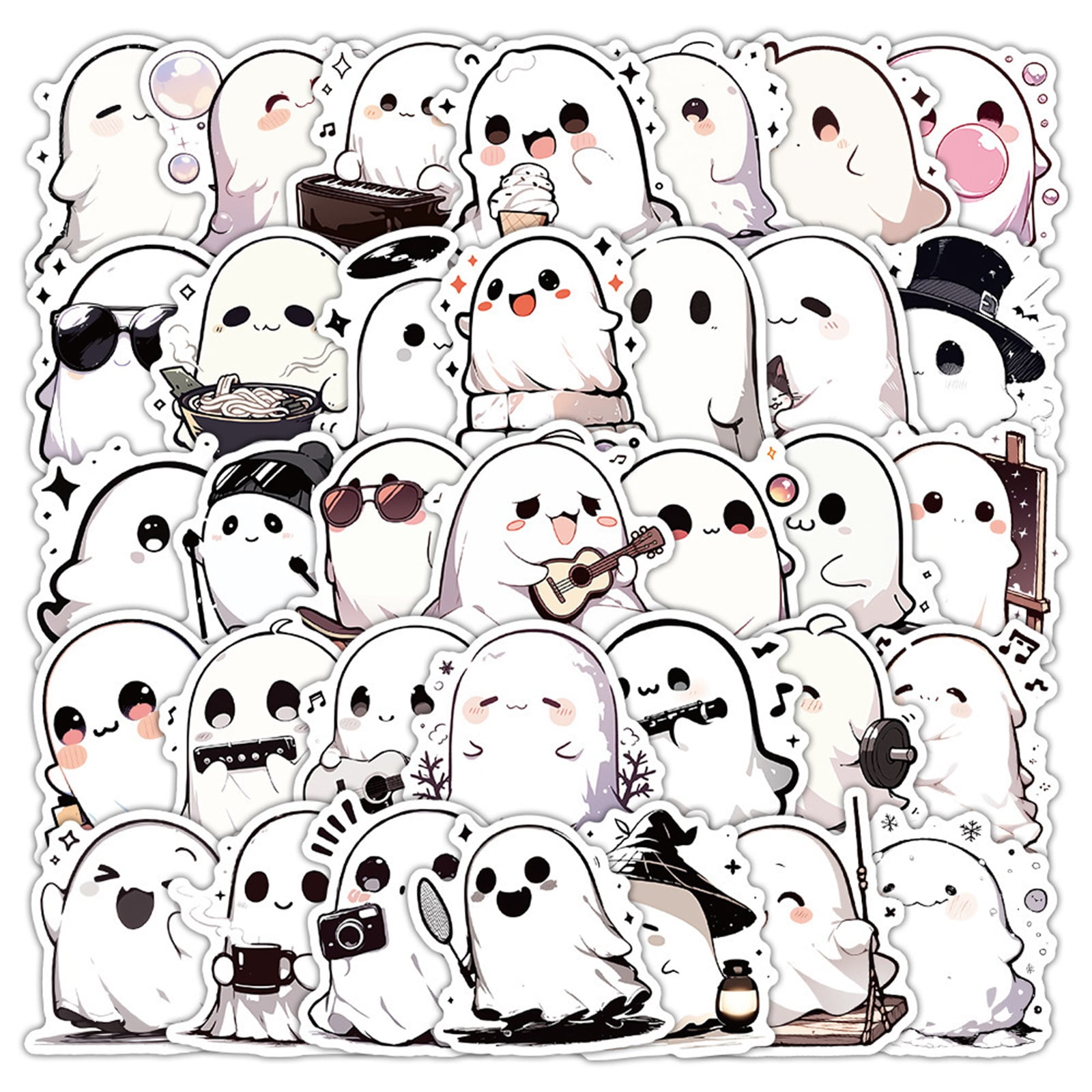 ZSDKJQEC 54Pcs Cartoon Ghosts Decals, Waterproof Cute Stickers for ...