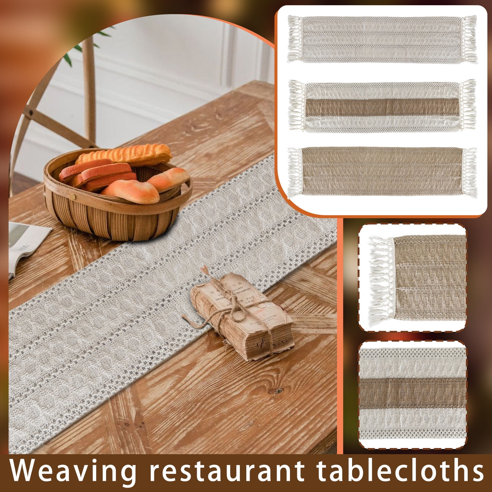 ZSDKJQEC 70" x 11" Macrame Table Runner Farmhouse Style, Natural Burlap ...