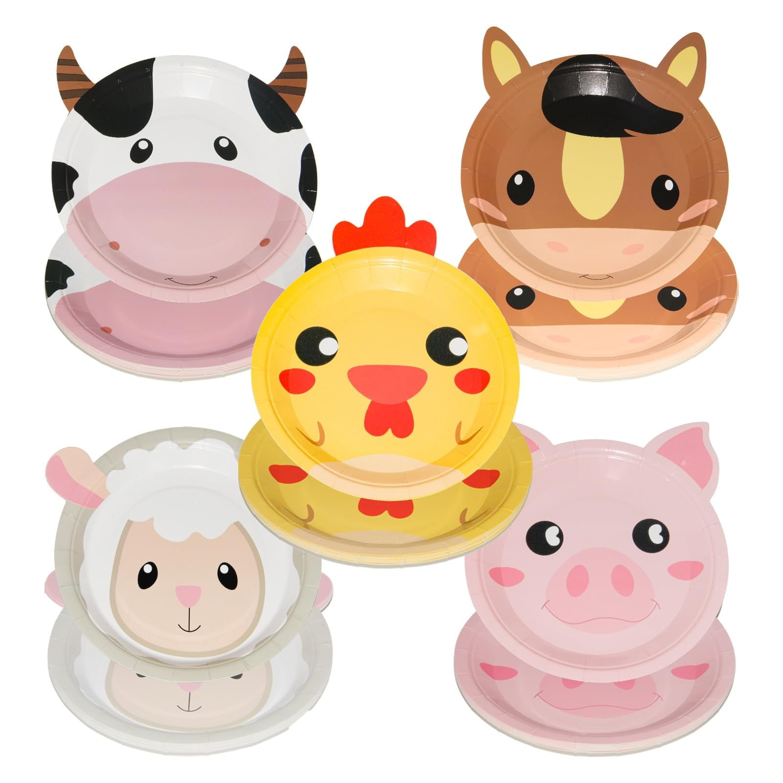 ZSFUMYU 50Pcs Farm Animals SSF20 Party Paper Plates, 7 Inch Farm Animal ...