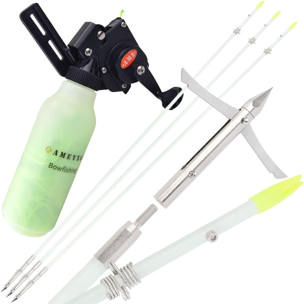 ZSHJGJR 3pcs Archery Bow Fishing Arrows with Fishing Reel Spincast Reel ...