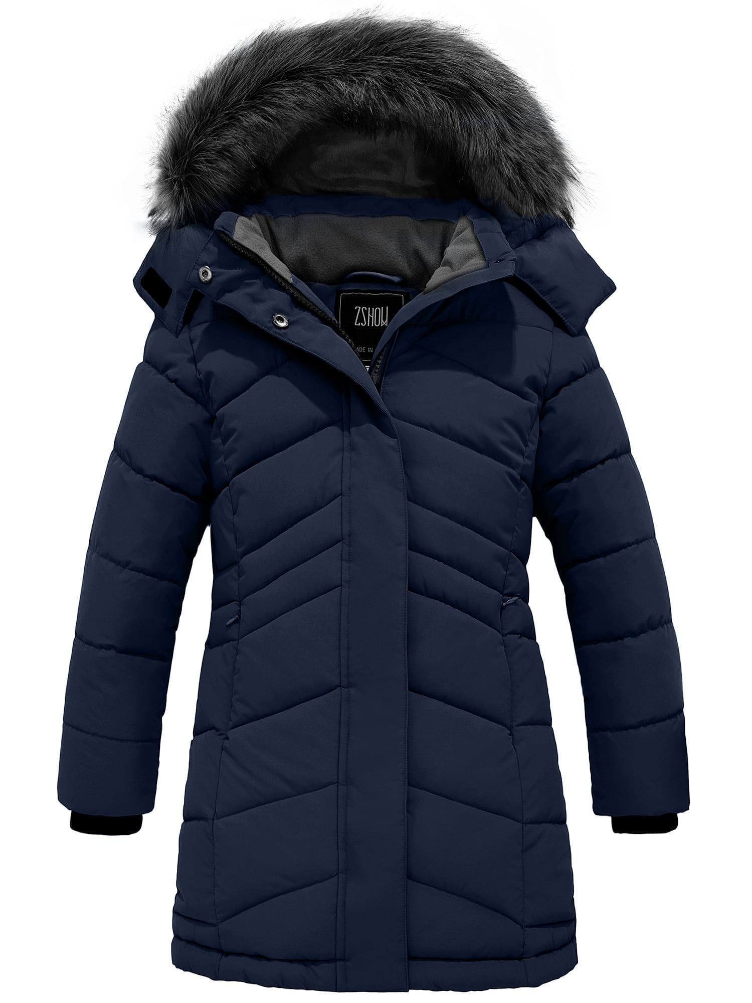 ZSHOW Youth Girls' Heavy Puffer Jacket, Warm Hooded Winter Parka Coat ...