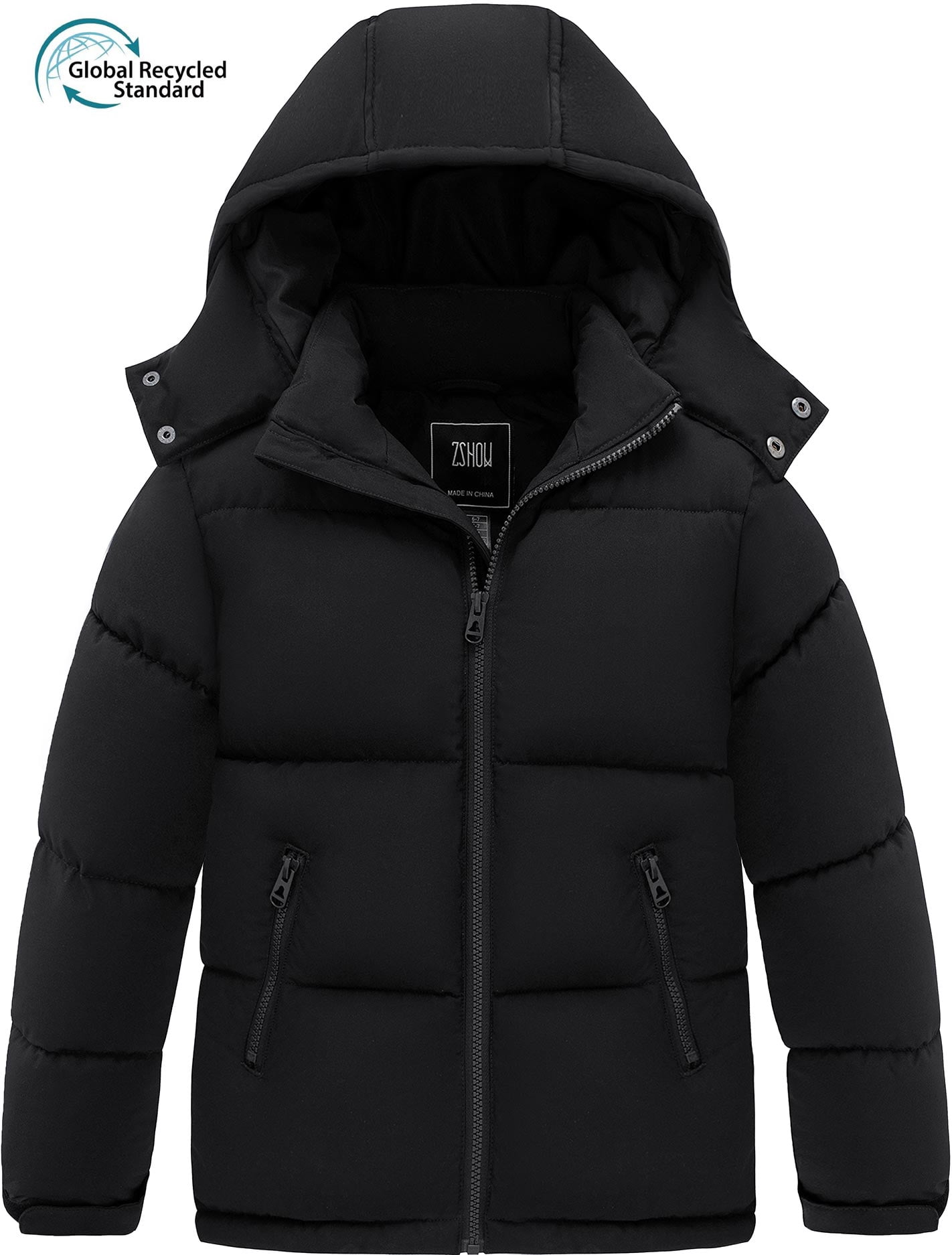 ZSHOW Boy's Recycled Winter Coat Insulated Winter Jacket Hooded Puffer ...