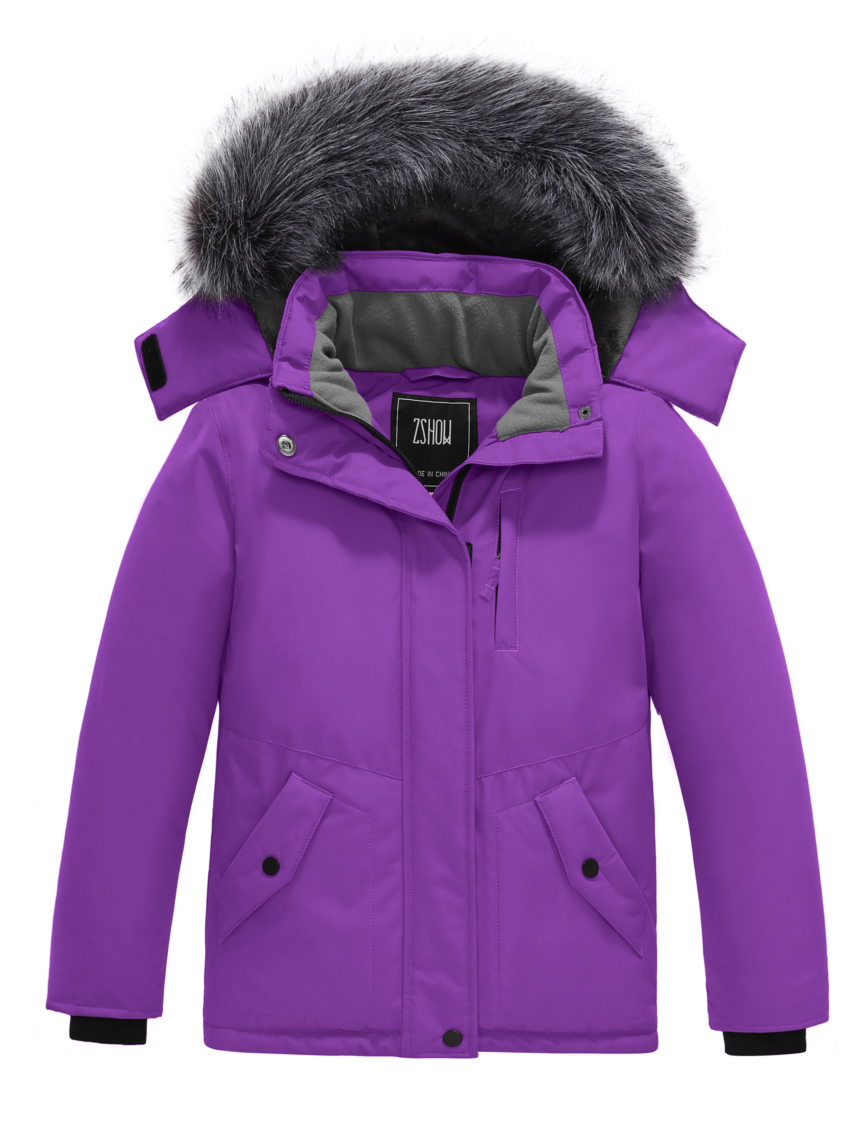 ZSHOW Girl's Windproof Puffer Jacket with Detachable Hood, Warm Winter ...