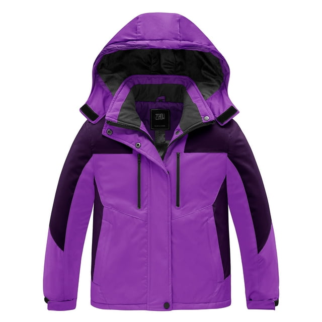 ZSHOW Girl's Waterproof Ski Jacket, Detachable Hood, Purple, Size 10/12 ...