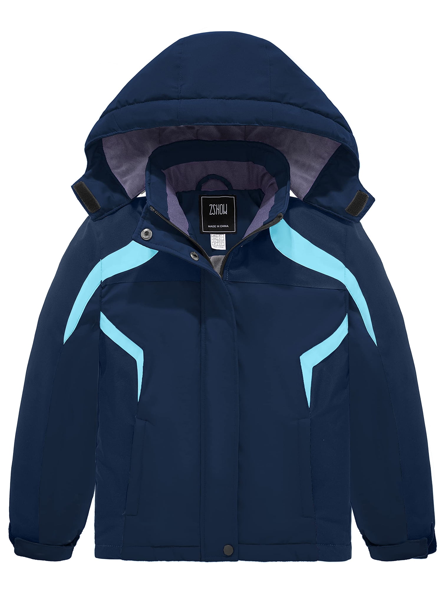 ZSHOW Girl's Snow Jacket Windproof Ski Coat with Hood Rain Jacket Navy ...