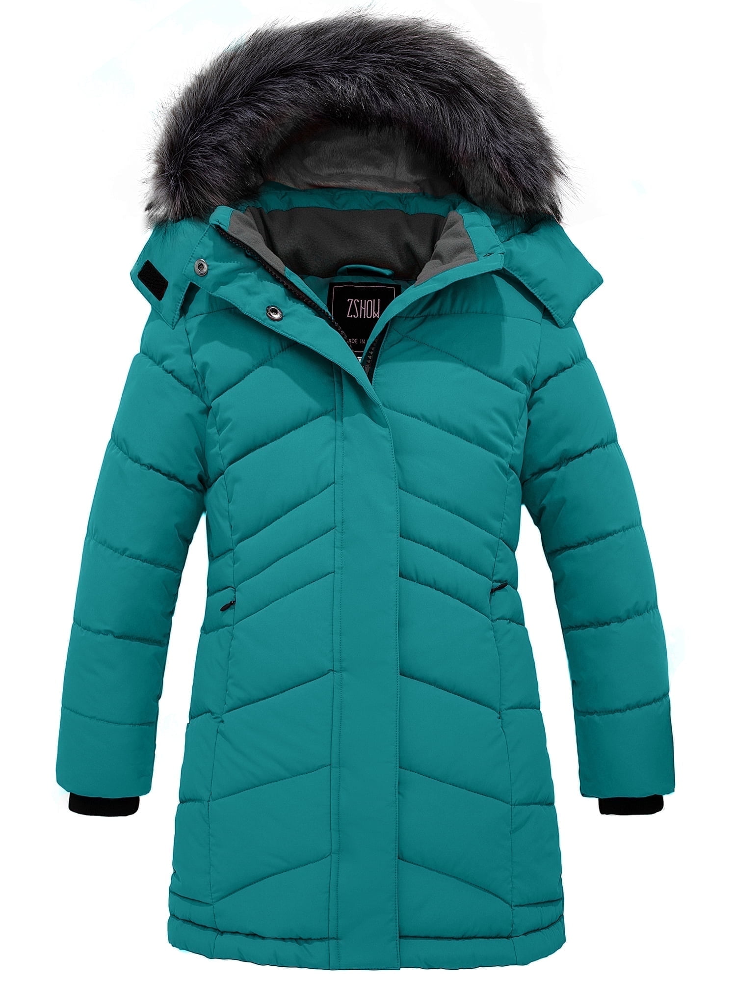 ZSHOW Junior Girls' Parka Winter Coat, Warm Fleece Lined Puffer Jacket ...