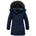 ZSHOW Youth Girls' Long Heavy Winter Puffer Jacket with Hood, Dark Blue ...