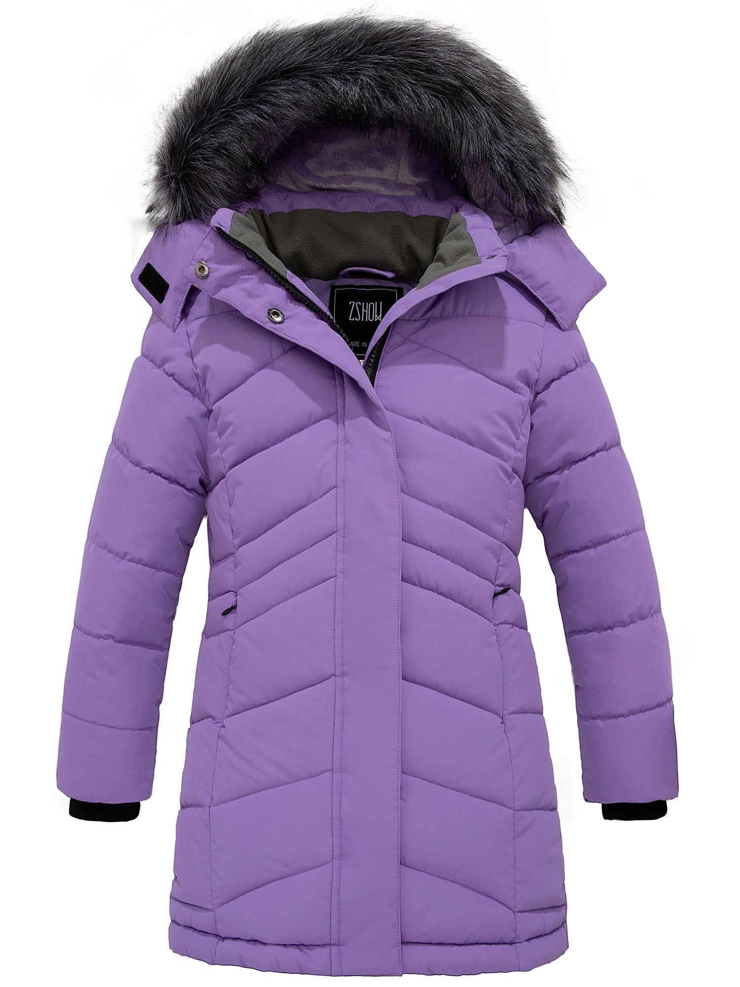 ZSHOW Girls' Long Warm Winter Puffer Jacket, Quilted Outerwear Coat ...