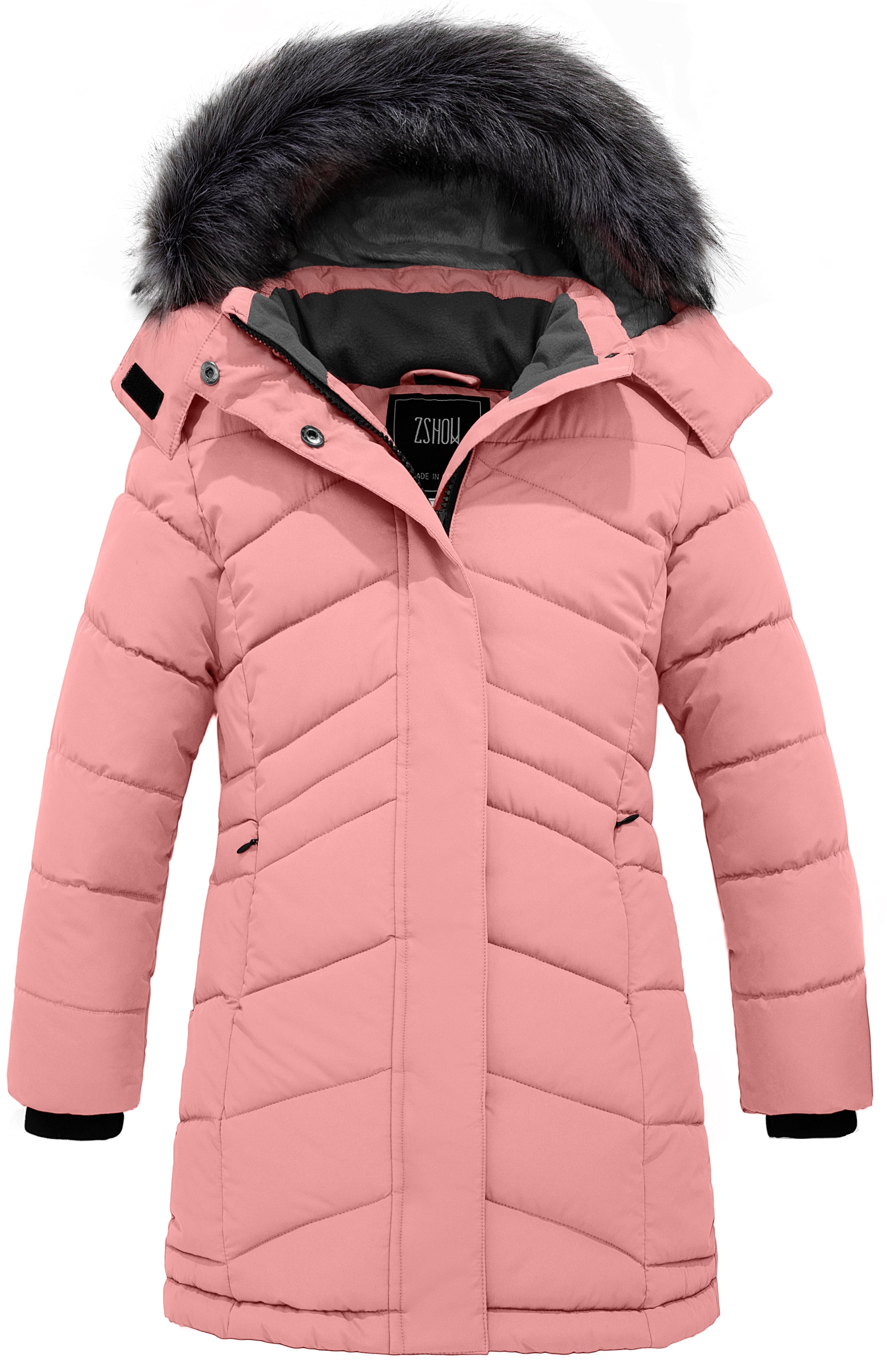 ZSHOW Girls' Winter Jacket Warm Fleece Lined Puffer Jacket Warm Hooded ...