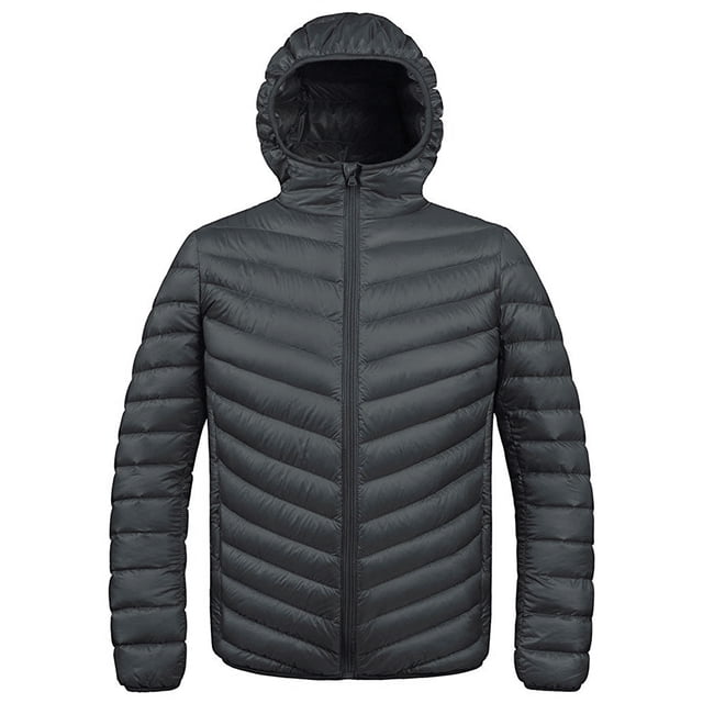 ZSHOW Men's Puffy Coat Packable Down Coat Hooded Lightweight Outerwear ...