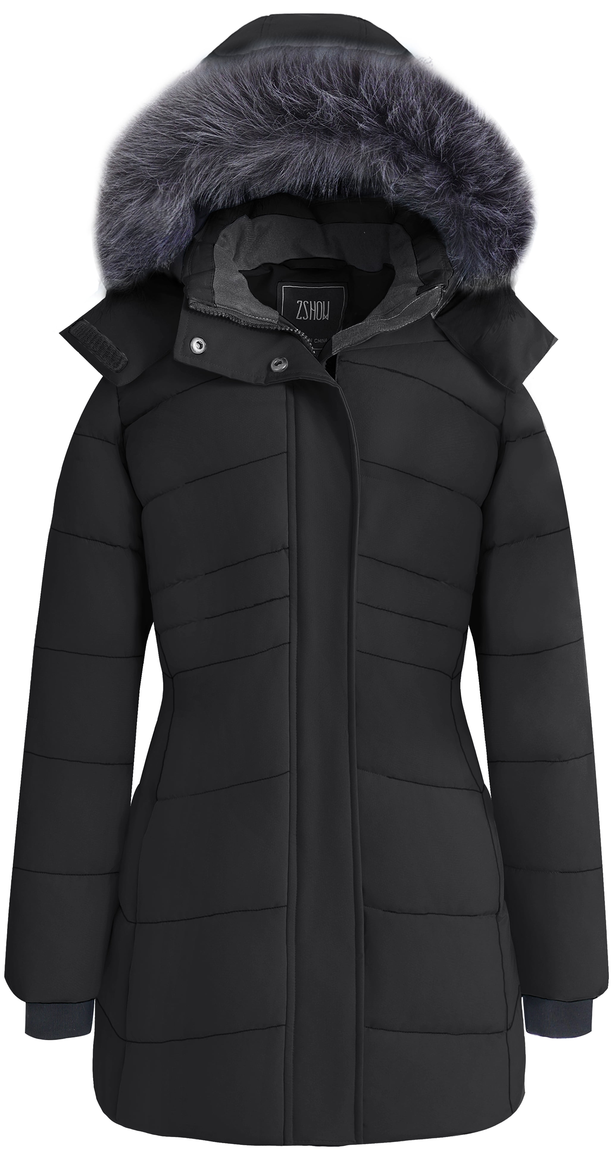 ZSHOW Women's Warm Puffer Jacket Windproof Puffer Jacket with Hood Mid ...