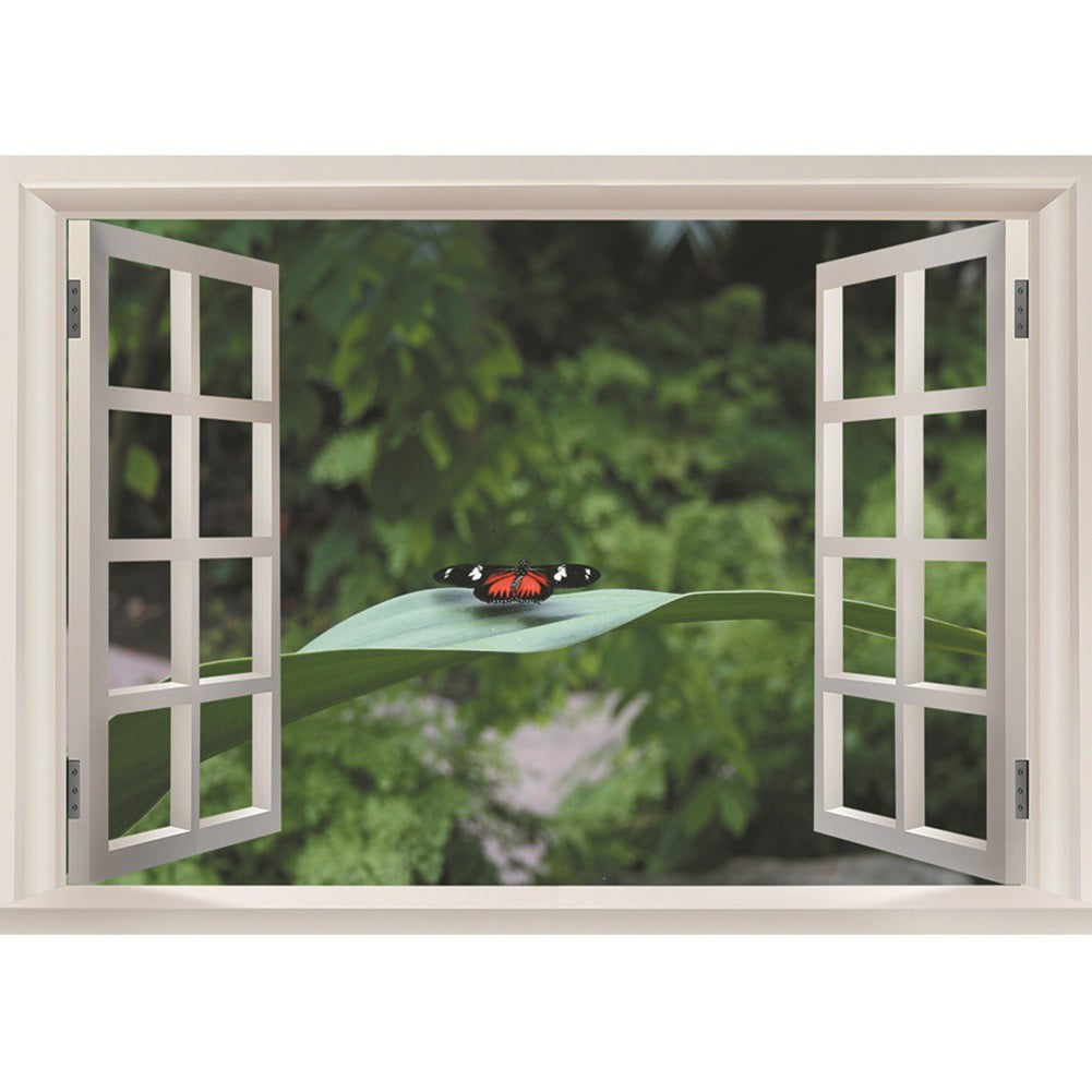 ZSIFEN 3D Fake Window Scenery Forest Woodland Wall Art Vinyl Self ...