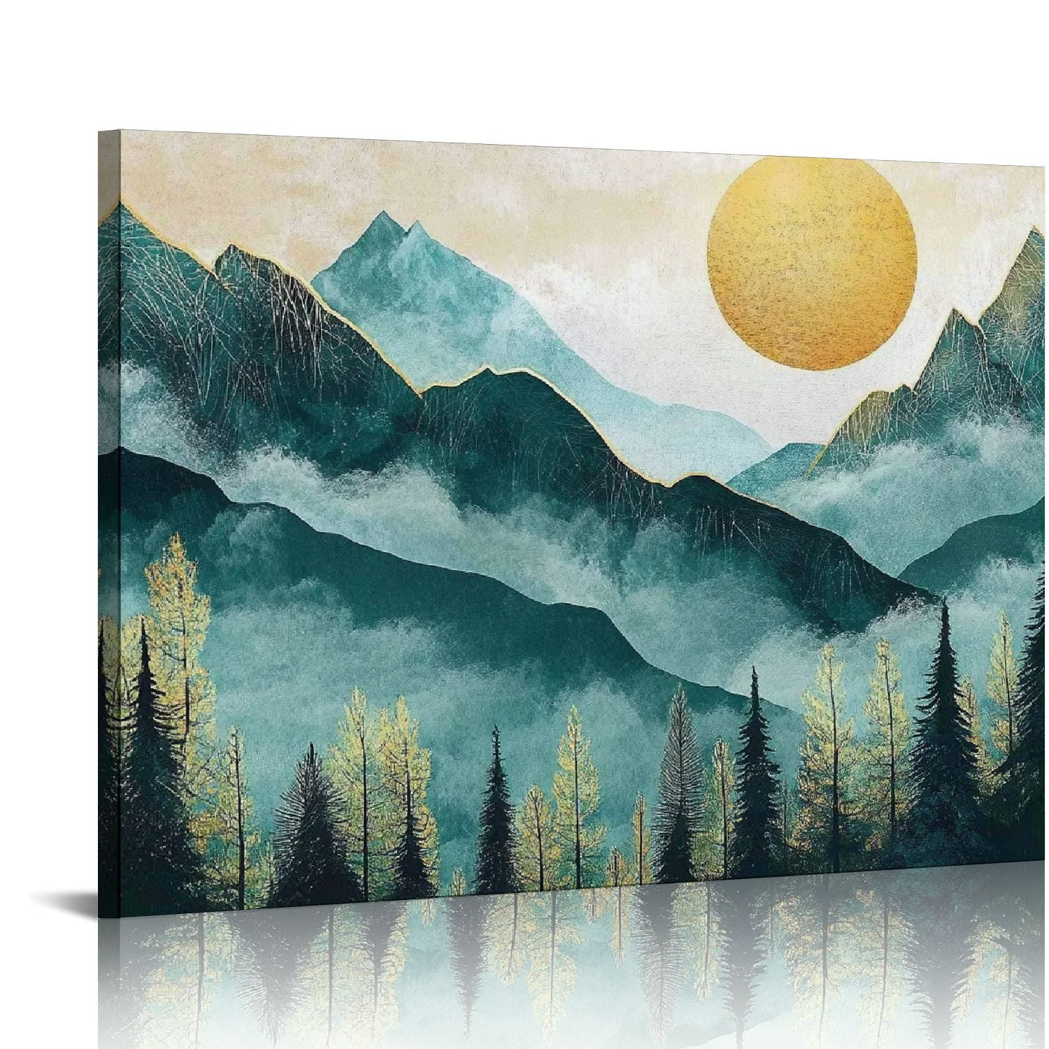ZSLONG Blue Forest Canvas Wall Art Nature Landscape Pictures Abstract ...