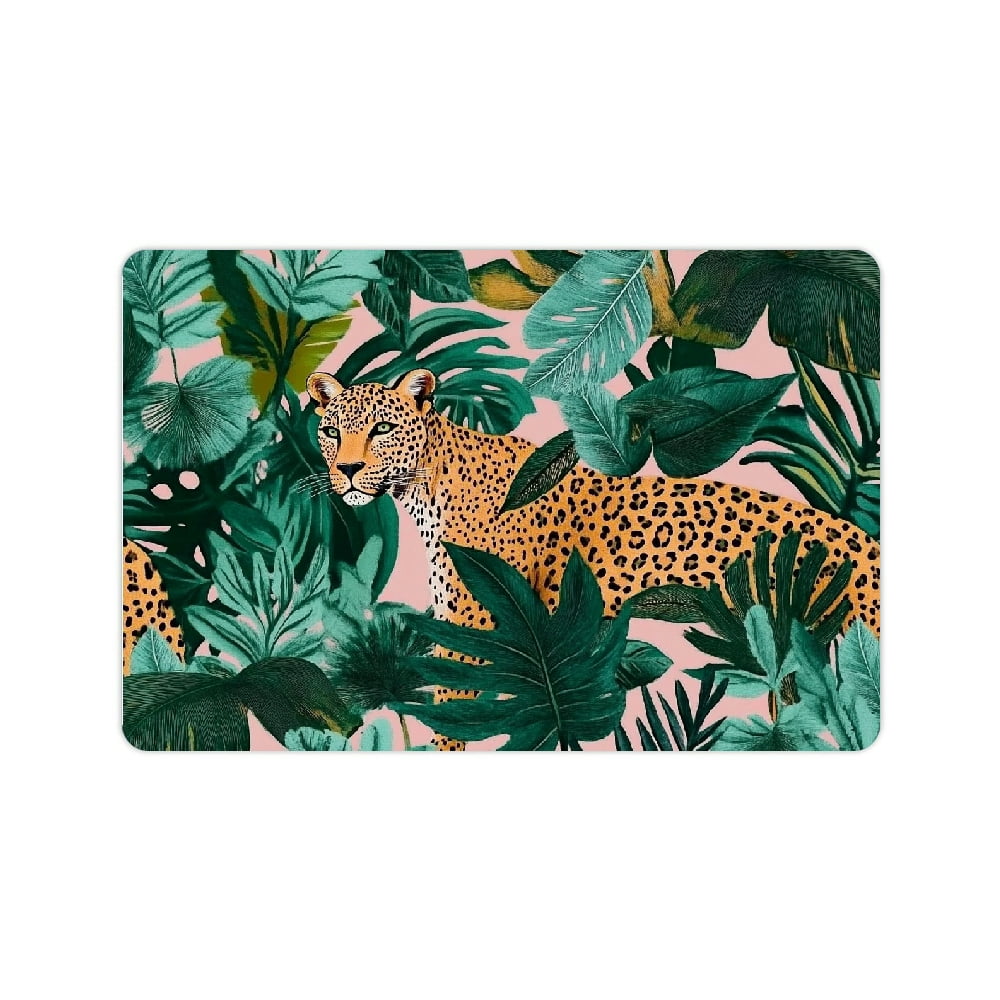 ZSLONG Leopard Plam Leaf Bath Mat Wildlife Animal Leopard Asian Pink ...