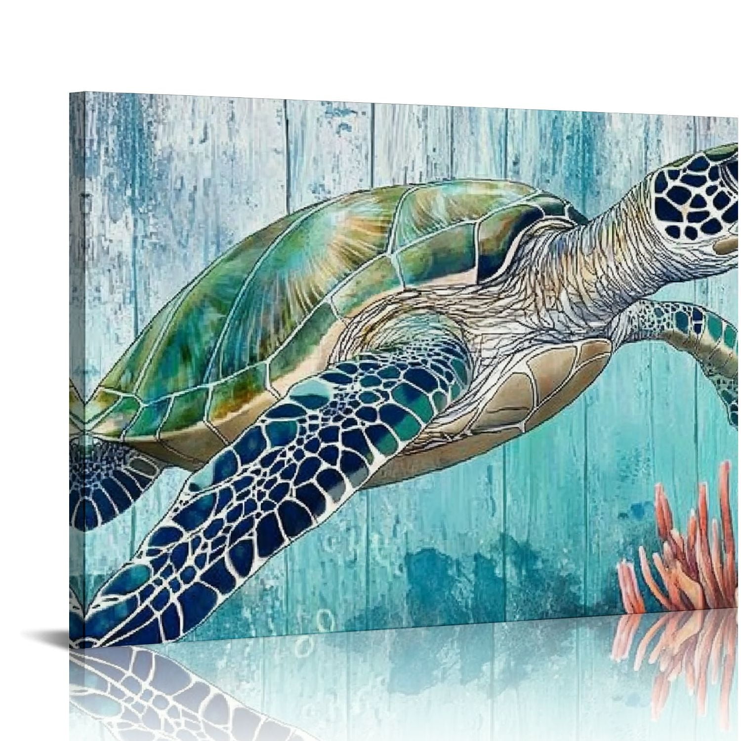ZSLONG Sea Turtle Bathroom Wall Decor Modern Canvas Ocean Theme ...