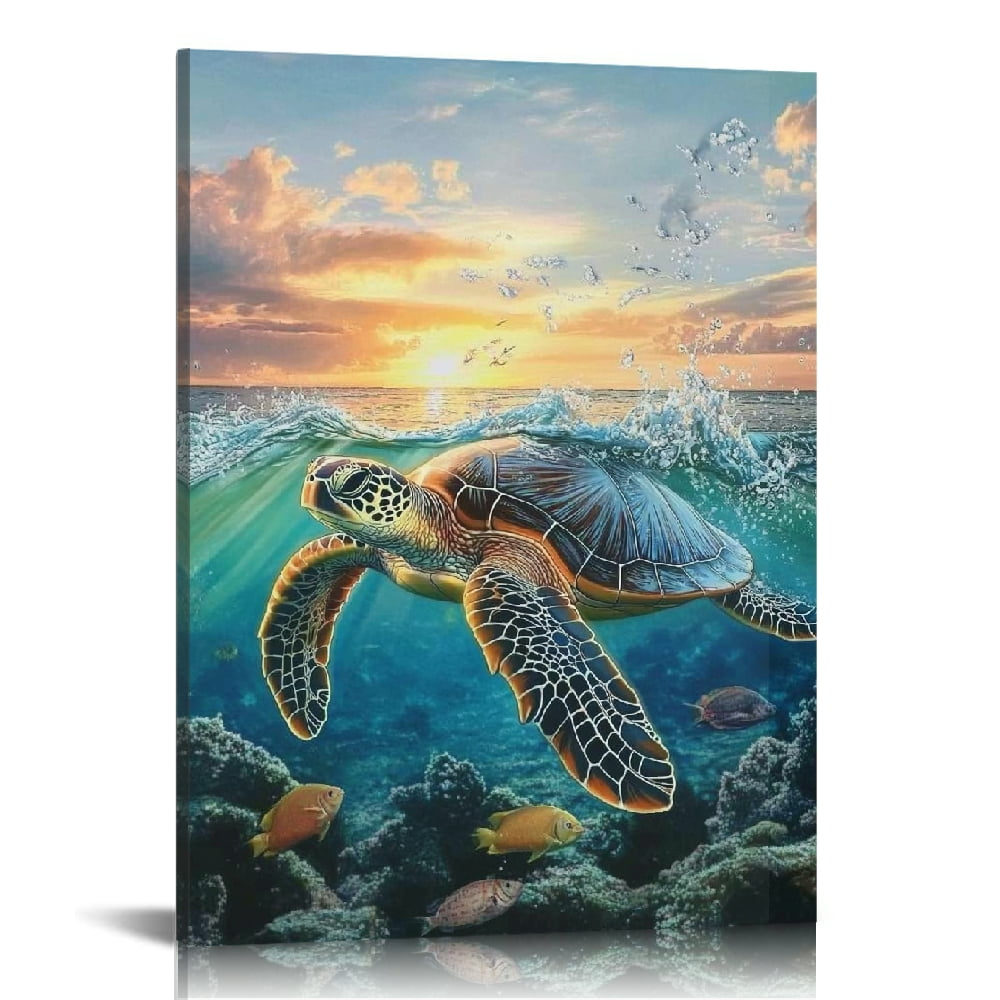 ZSLONG Sea Turtle Wall Art Marine Theme Ocean Pictures Wall Decor ...