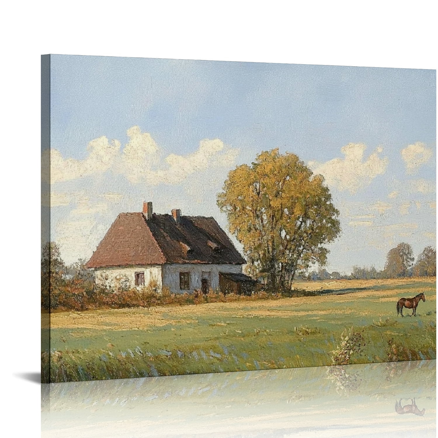 ZSLONG Vintage Farm Framed Wall Art, Farm Cottage Scenery Retro ...