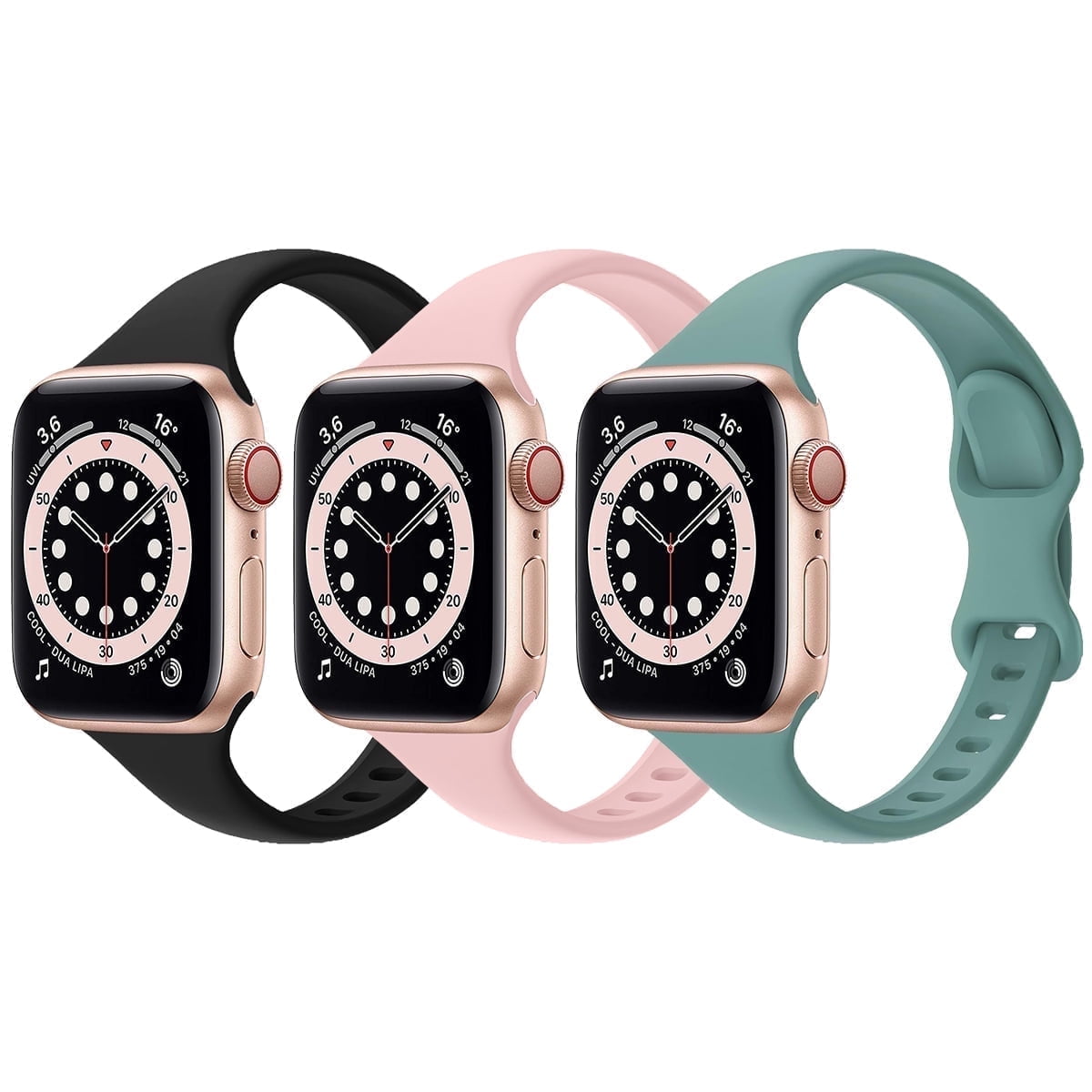 ZSOU 3 Pack Skinny Silicone Watch Bands for Apple Watch 38/40/41/42mm ...