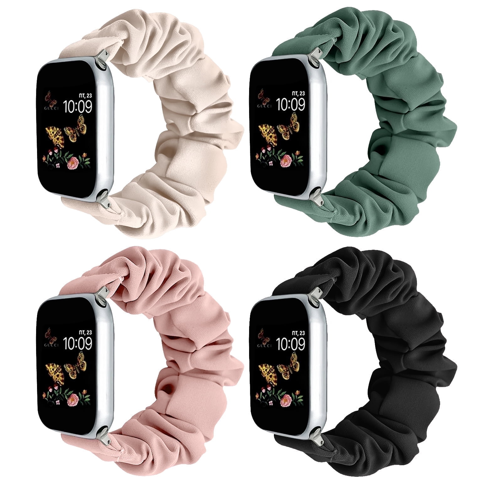 ZSOU 4 Pack Scrunchie Watch Bands for Apple Watch 42mm(Series 1-3)/44 ...