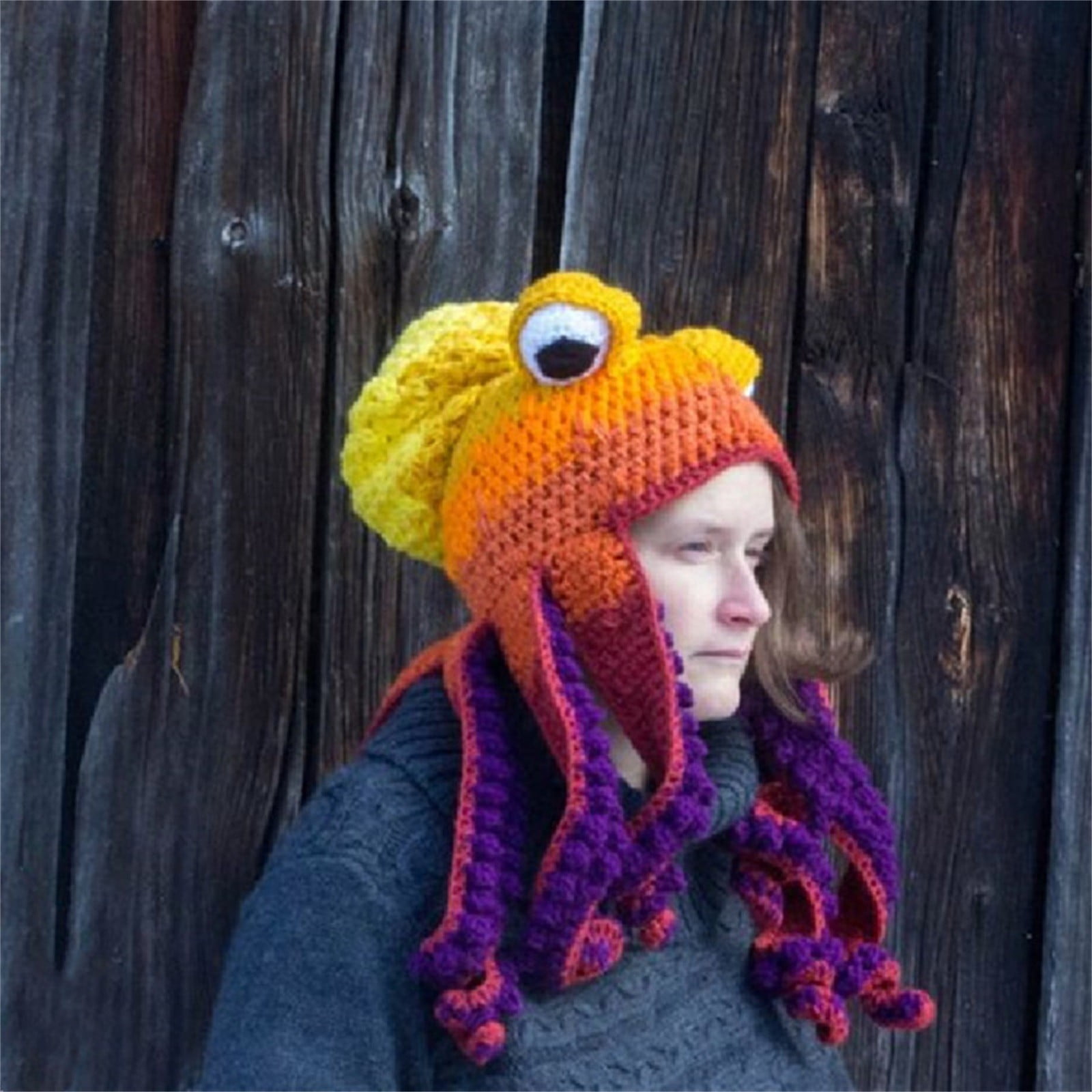 ZSQDM Adult Halloween Party Tricky Funny Head Cover Crochet Yarn Hat ...