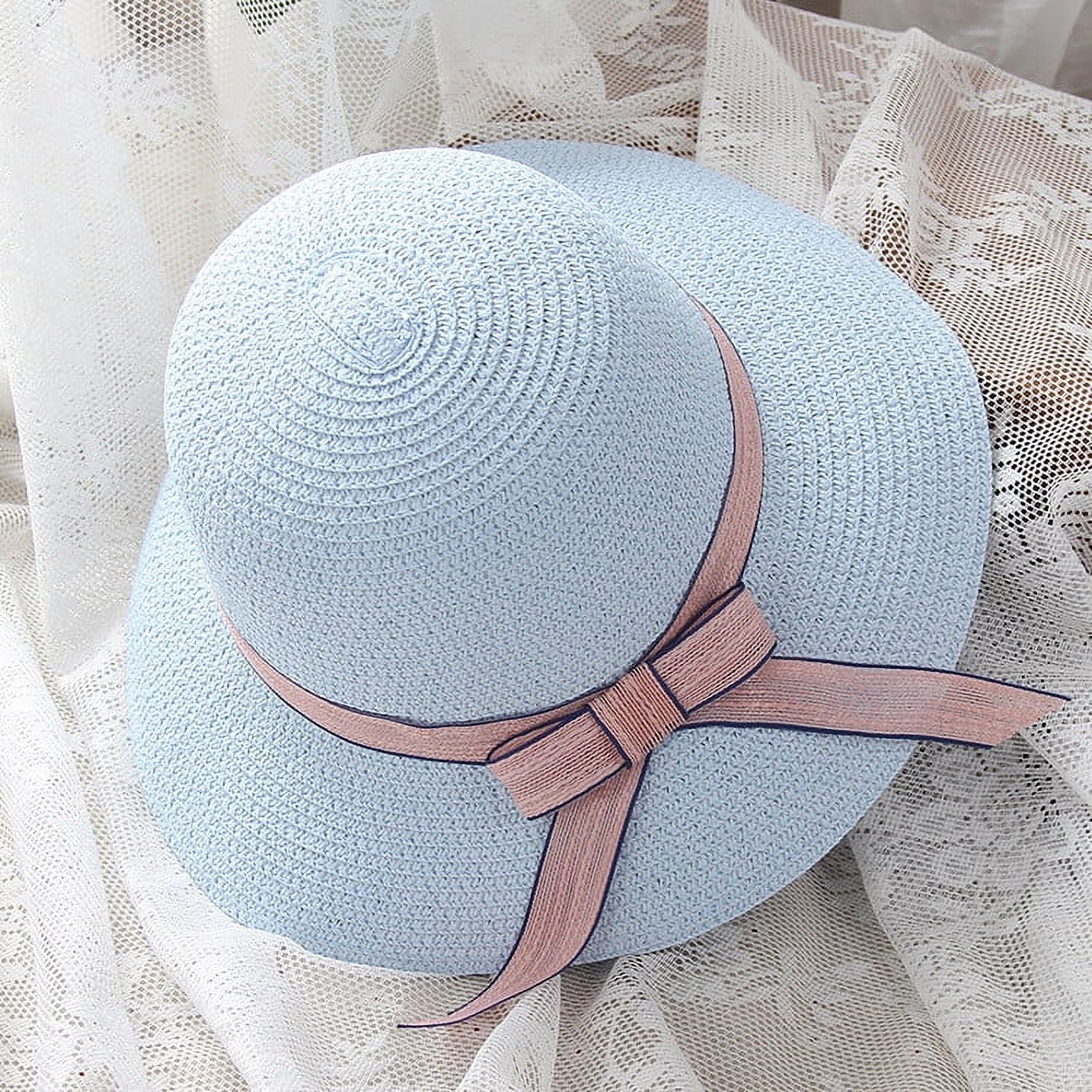 ZSQDM Ladies Women Casual Wide Brimmed Straw beach Hat Parent-Child ...