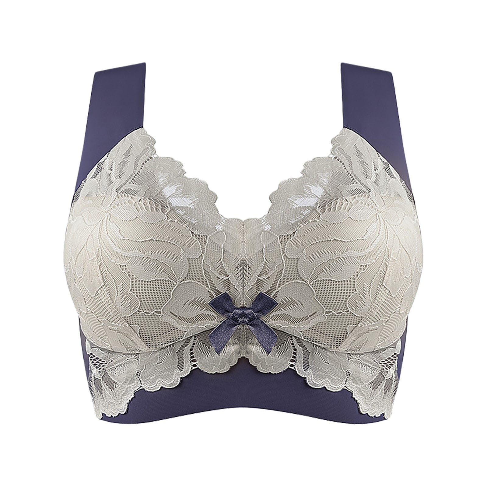 ZSQDM Lightly Latex Lined Cup Wirefree Unpadded Full Coverage Plus Size ...
