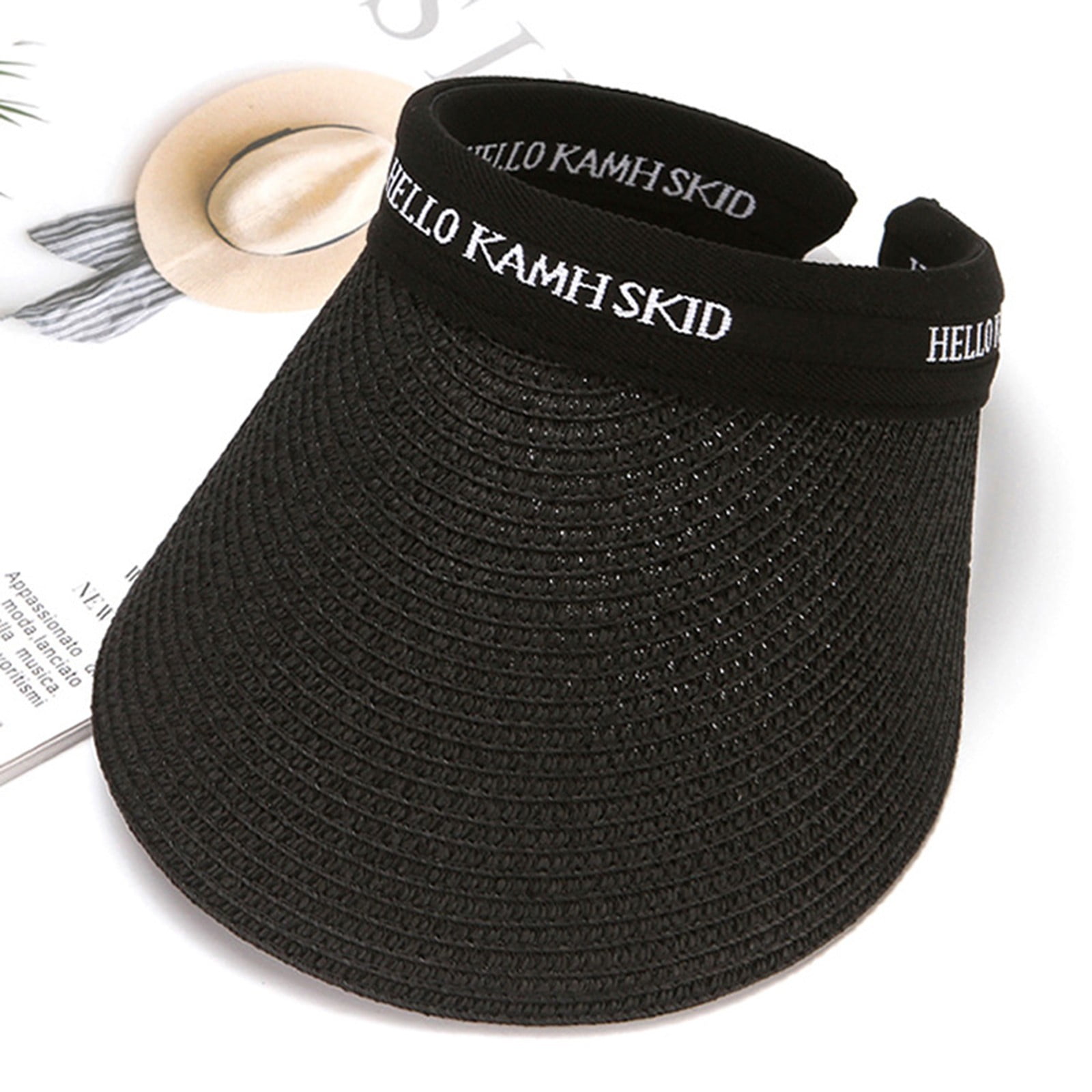 ZSQDM Summer Outdoors Women Wide Brim Straw Hat beach Golf Sun Hats ...