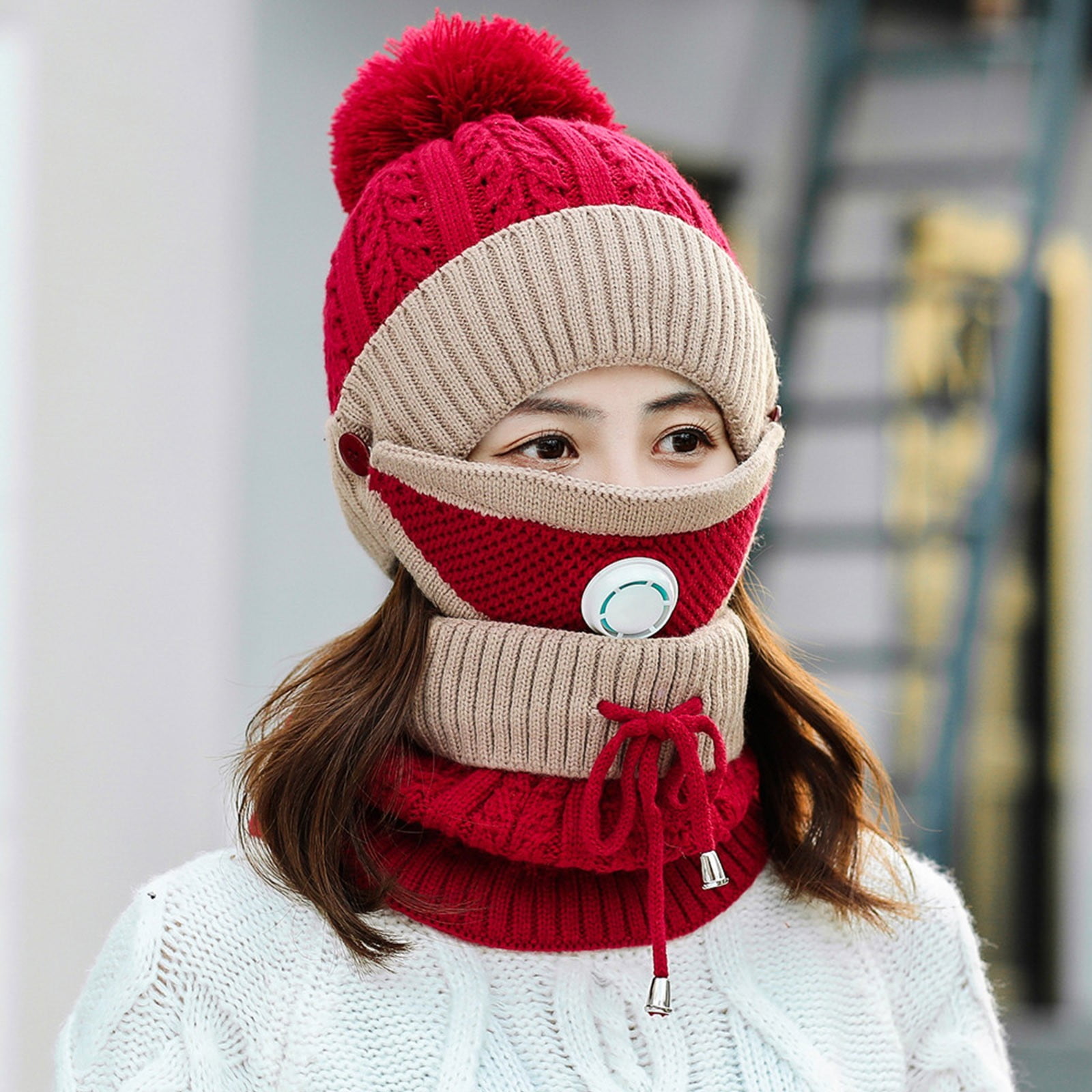 ZSQDM Winter Solid Color Wool Hat Thickened Warm Ear Cold Knitted Hat ...