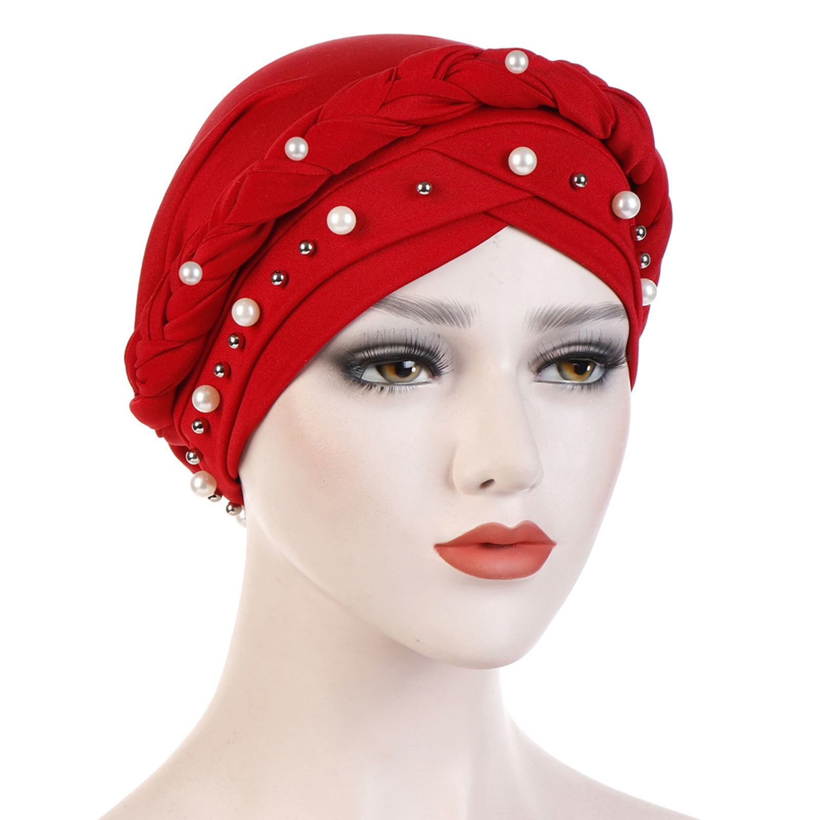 ZSQDM Women's Soft Monochrome Single Braid Hat Pin Muslim Baotou Hat ...